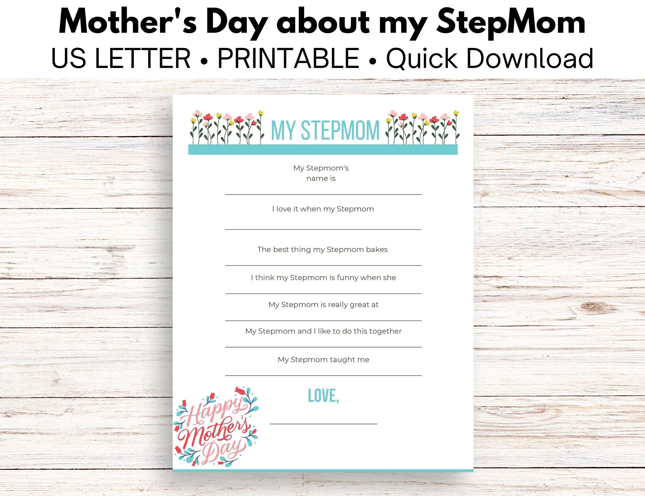 Mother's Day About My Stepmom Questionnaire - Etsy