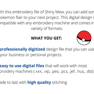 Shiny Mew Embroidery Design - Pokemon Embroidery Design - Cute Machine ...