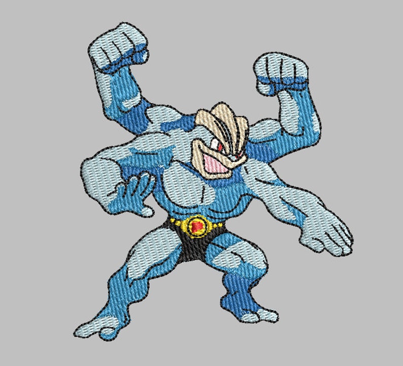 Machamp Embroidery Design, Embroidery Files Anime, Cute Embroidery ...