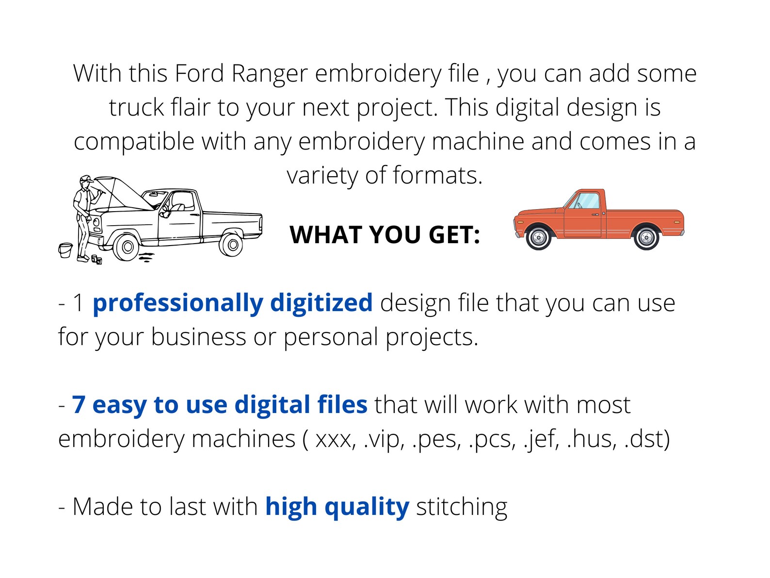 Ford Ranger Embroidery Digitized File, Trendy Embroidery Designs, Car ...