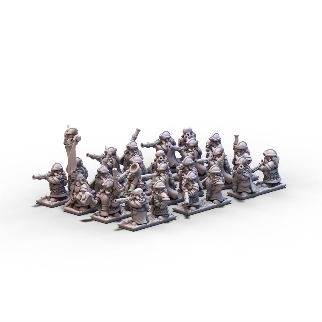 Dwarves Dwarf Muskets Unit 2 dwarves Handgunners 10 Mm Miniatures for ...