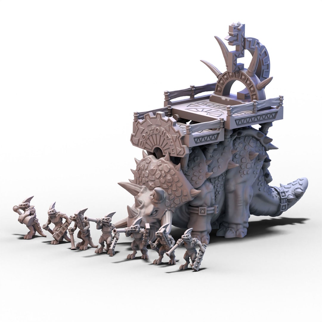 Reptilians Megadon lizardmen Stegadon 10 Mm Miniatures for Warmaster ...