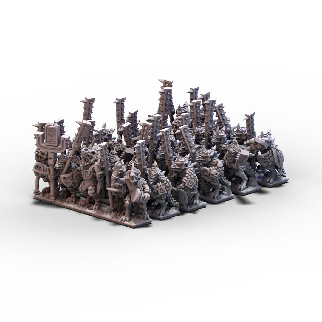 Reptilians Palace Guard Unit 2 lizardmen Temple Guard 10 Mm Miniatures ...