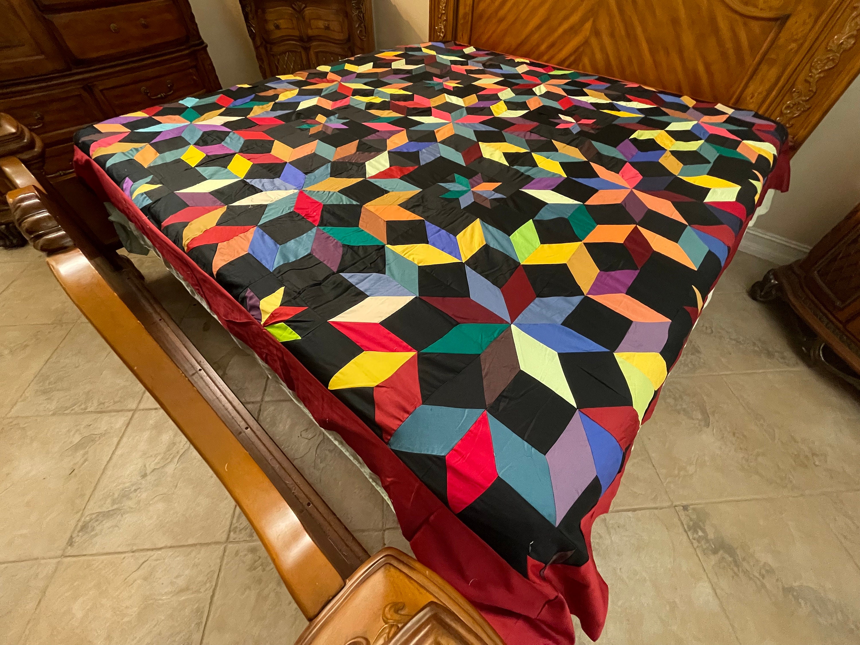 Machine Pieced King Size Carpender Star Quilt Top#006 Made in U S A ...