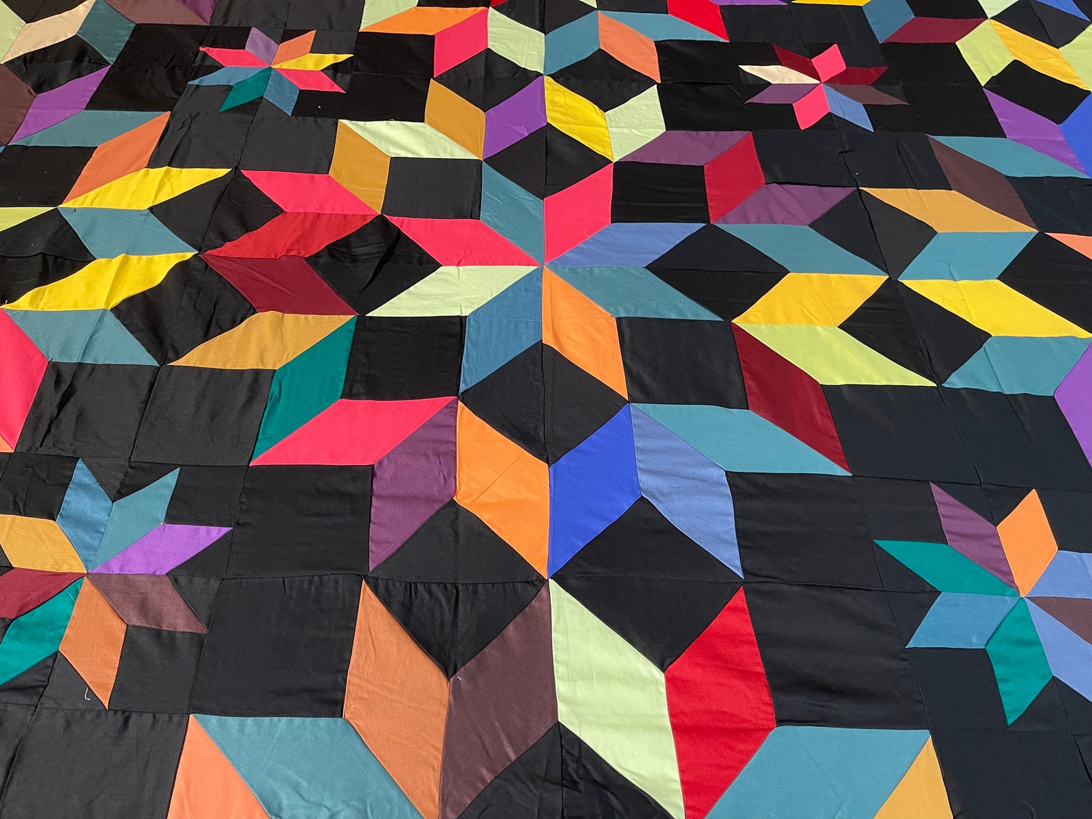 Machine Pieced King Size Carpender Star Quilt Top#006 Made in U S A ...