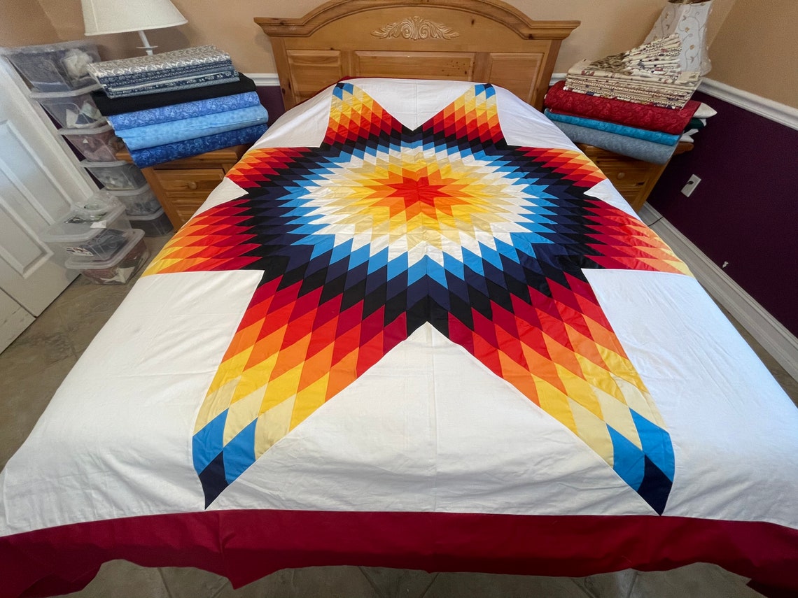 Queen Size Star Quilt Top184 - Etsy