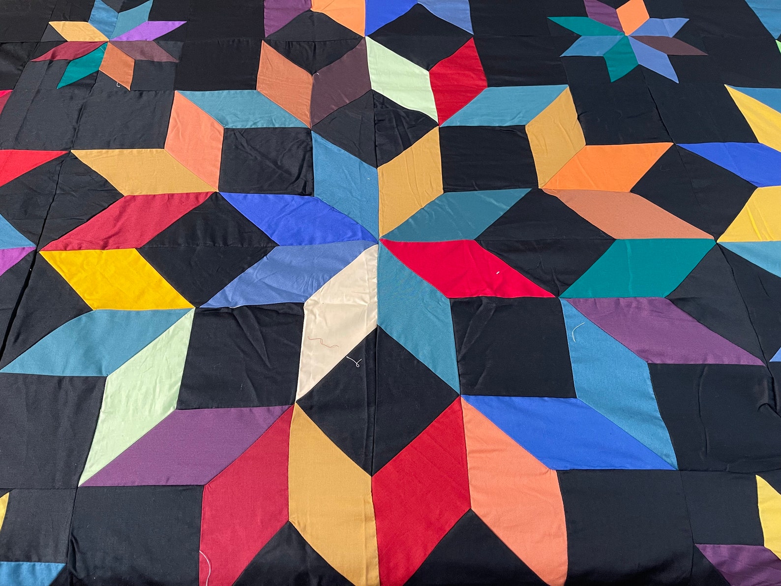 Machine Pieced King Size Carpender Star Quilt Top#006 Made in U S A ...