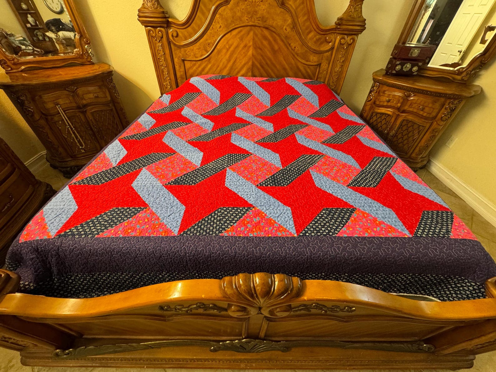 Machine Pieced and Quilted King Size Complete Quilt#6a-1-2 - Etsy