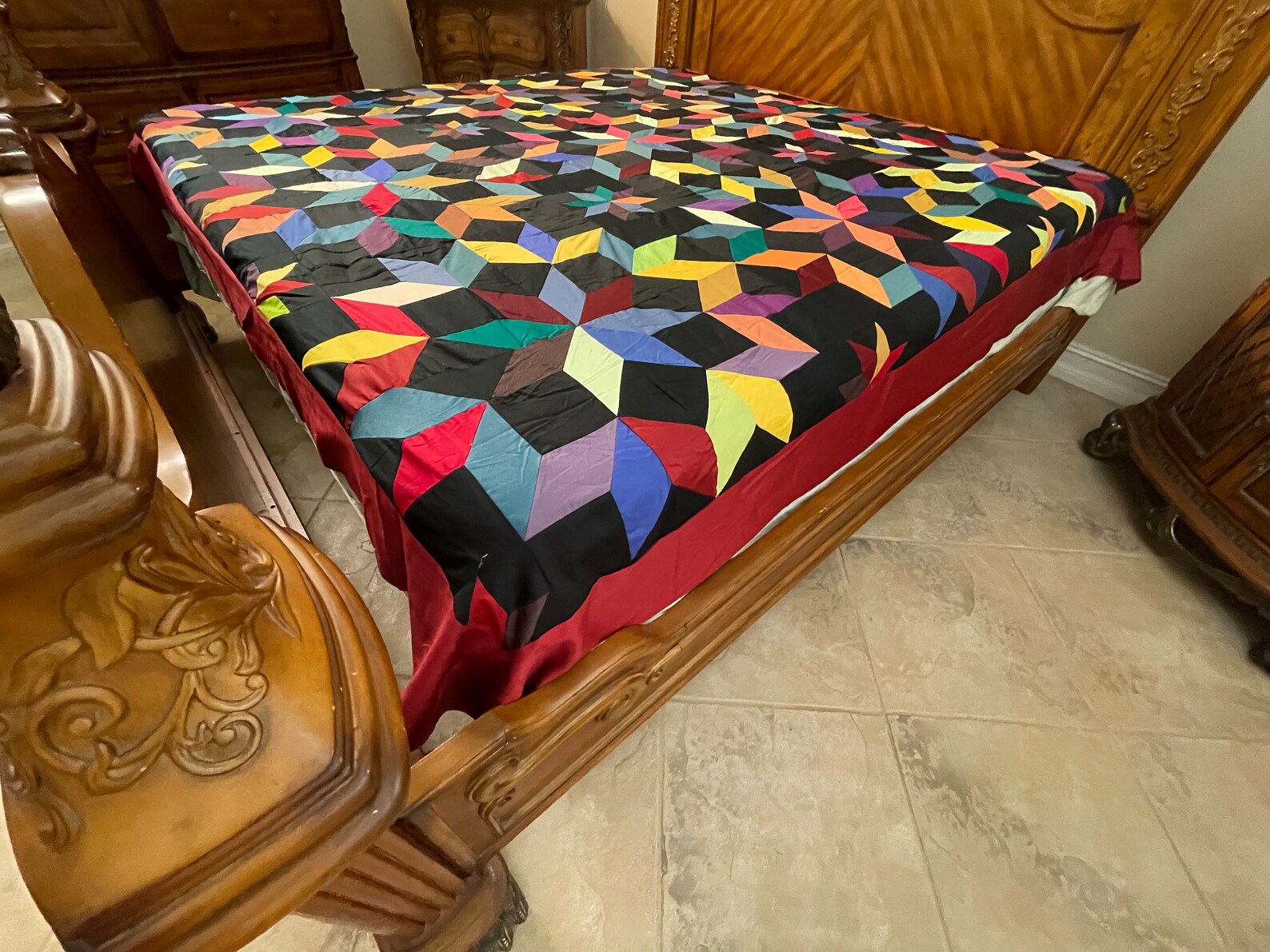 Machine Pieced King Size Carpender Star Quilt Top#006 Made in U S A ...