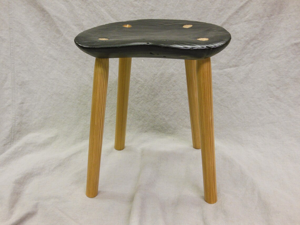 Pine Stool With Shou Sugi Ban Top | Etsy