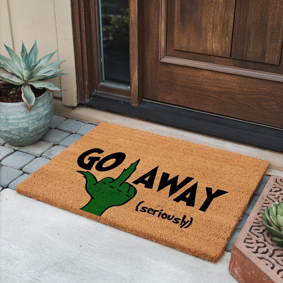 Grinch Doormat, Funny Welcome Mat, Go Away Seriously Doormat, Sarcastic ...