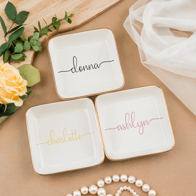 Personalized Name Dish, Bridesmaid Gifts, Engagement Ring Dish, Gift ...