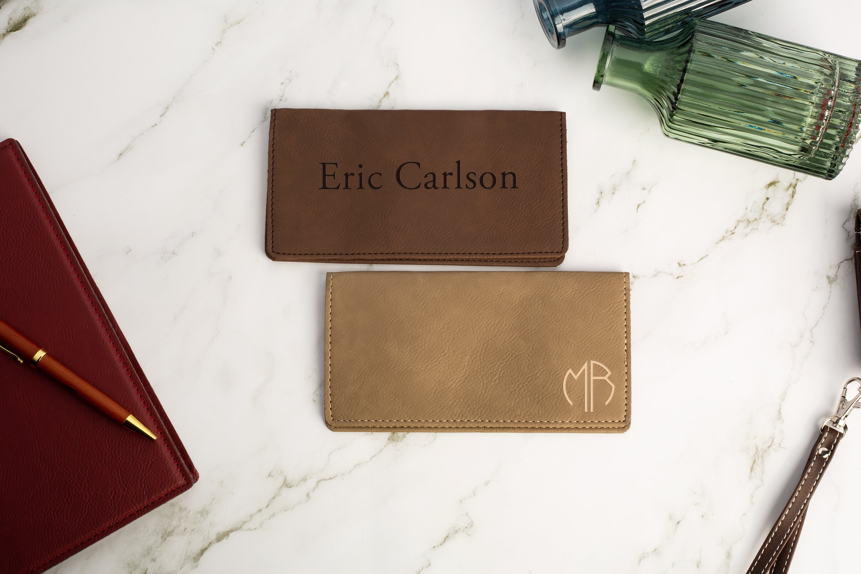 Personalized Checkbook Cover, Leather Checkbook Cover, Slim Checkbook ...