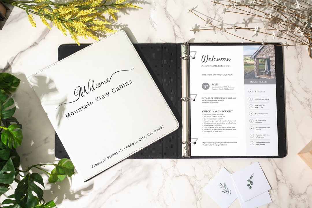 Customized Welcome Book, 3 Ring Binder, Airbnb Welcome, Guest Book ...