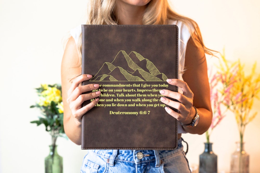Custom Bible Verse Journal, Engraved Leather Portfolio, Custom Quote ...