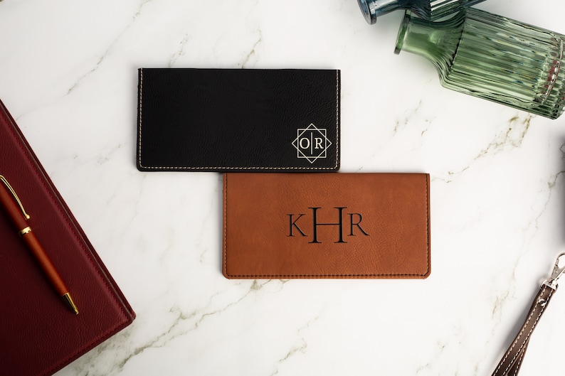 Personalized Checkbook Cover, Leather Checkbook Cover, Slim Checkbook ...