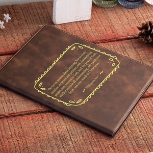 Custom Bible Verse Journal, Engraved Leather Portfolio, Custom Quote ...