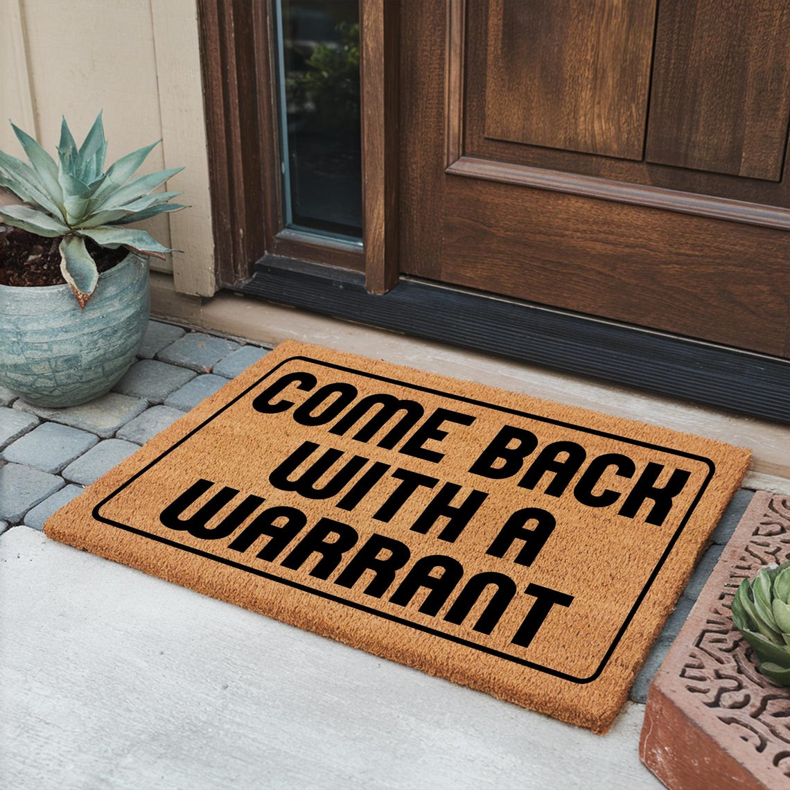Welcome Doormat, Come Back With a Warrant Doormat, Housewarming Gift ...