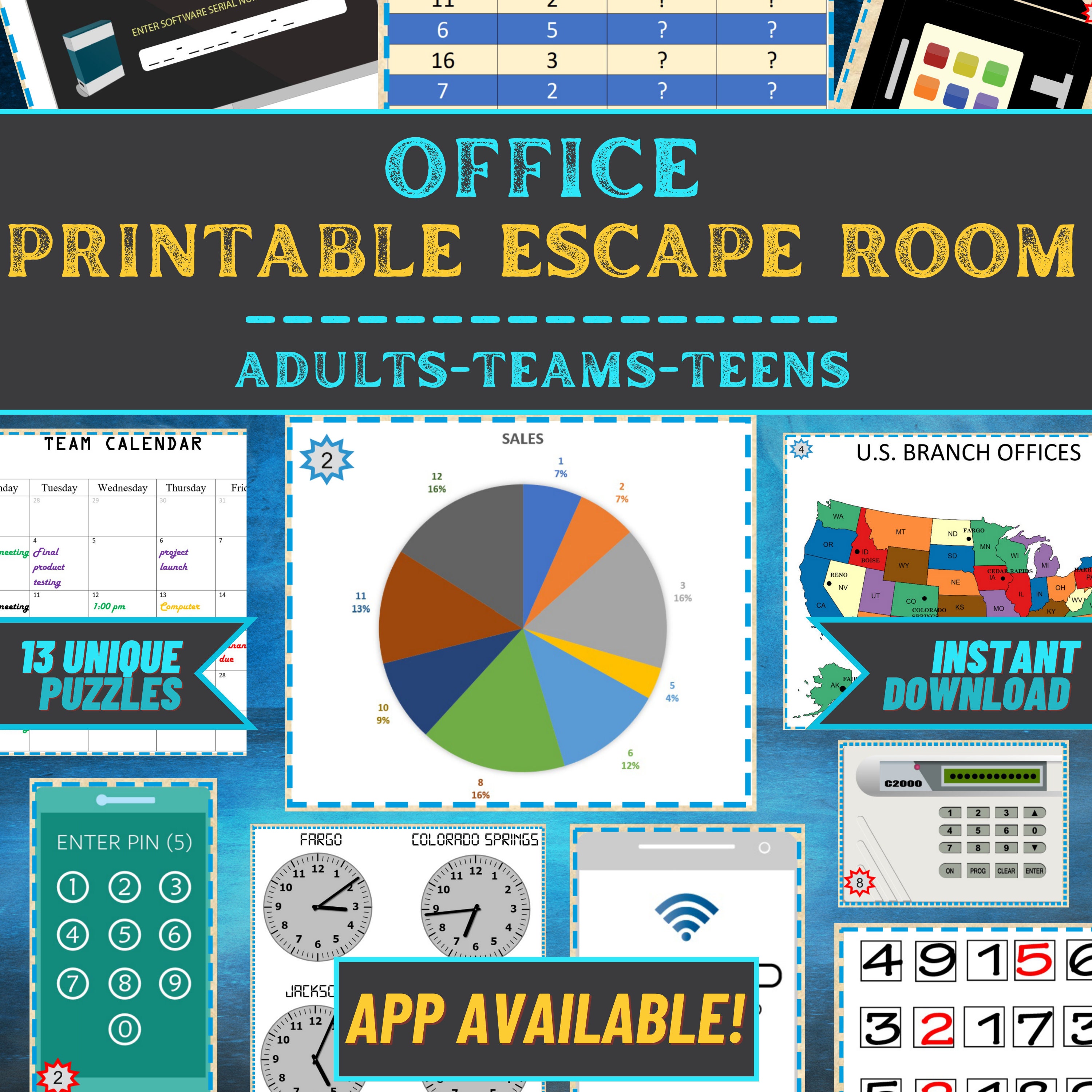 Escape Room Game Printable - Office Escape - Office Teams, Adults ...