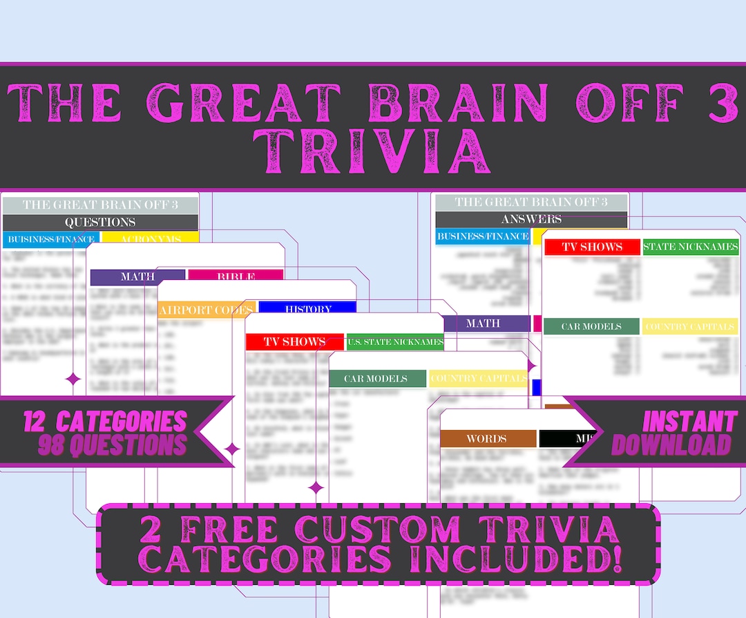 The Great Brain off Trivia 3 - Pub Trivia Competition - Office Teams ...