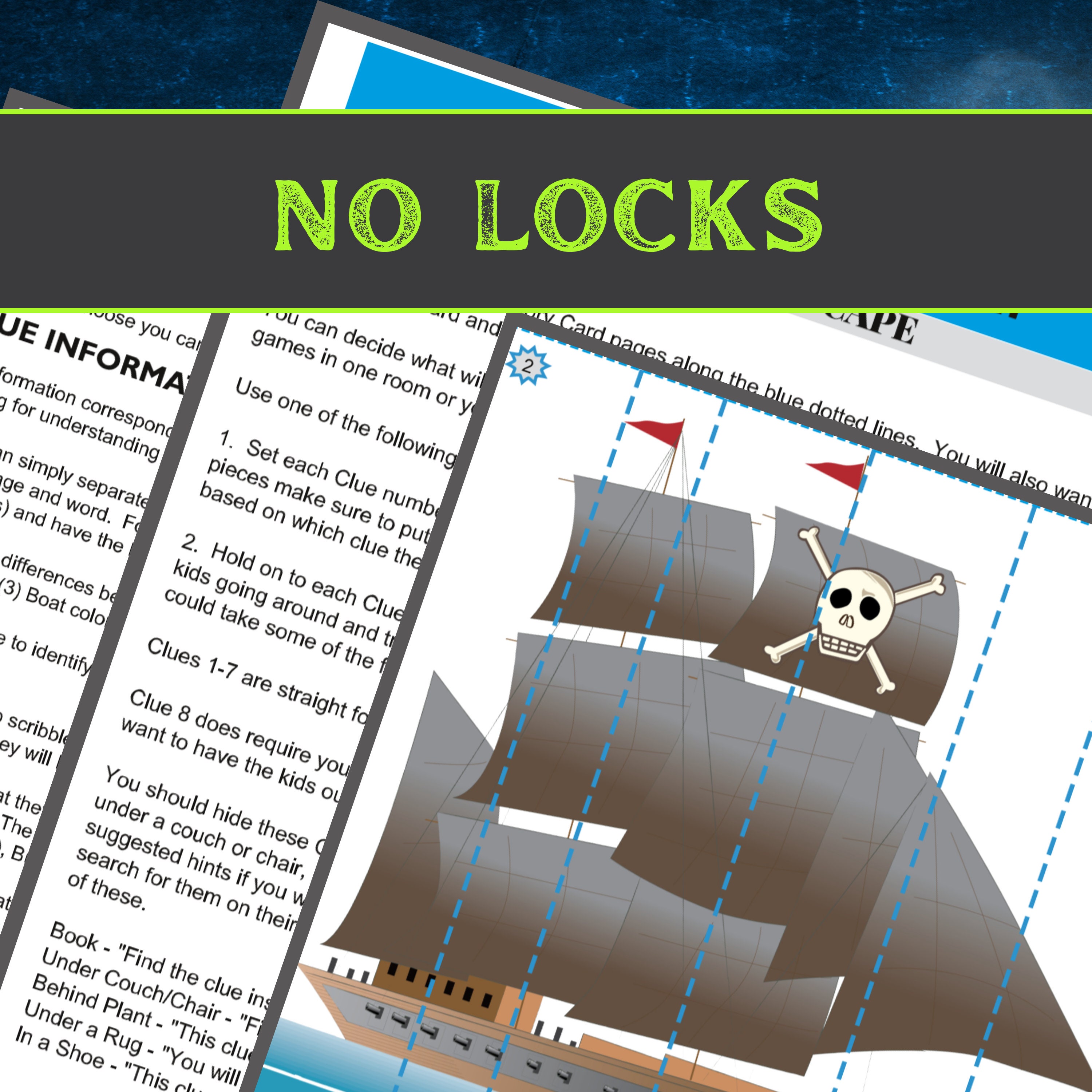 Kids Escape Room Game Printable Kit - Pirate Escape - DIY Party Game ...