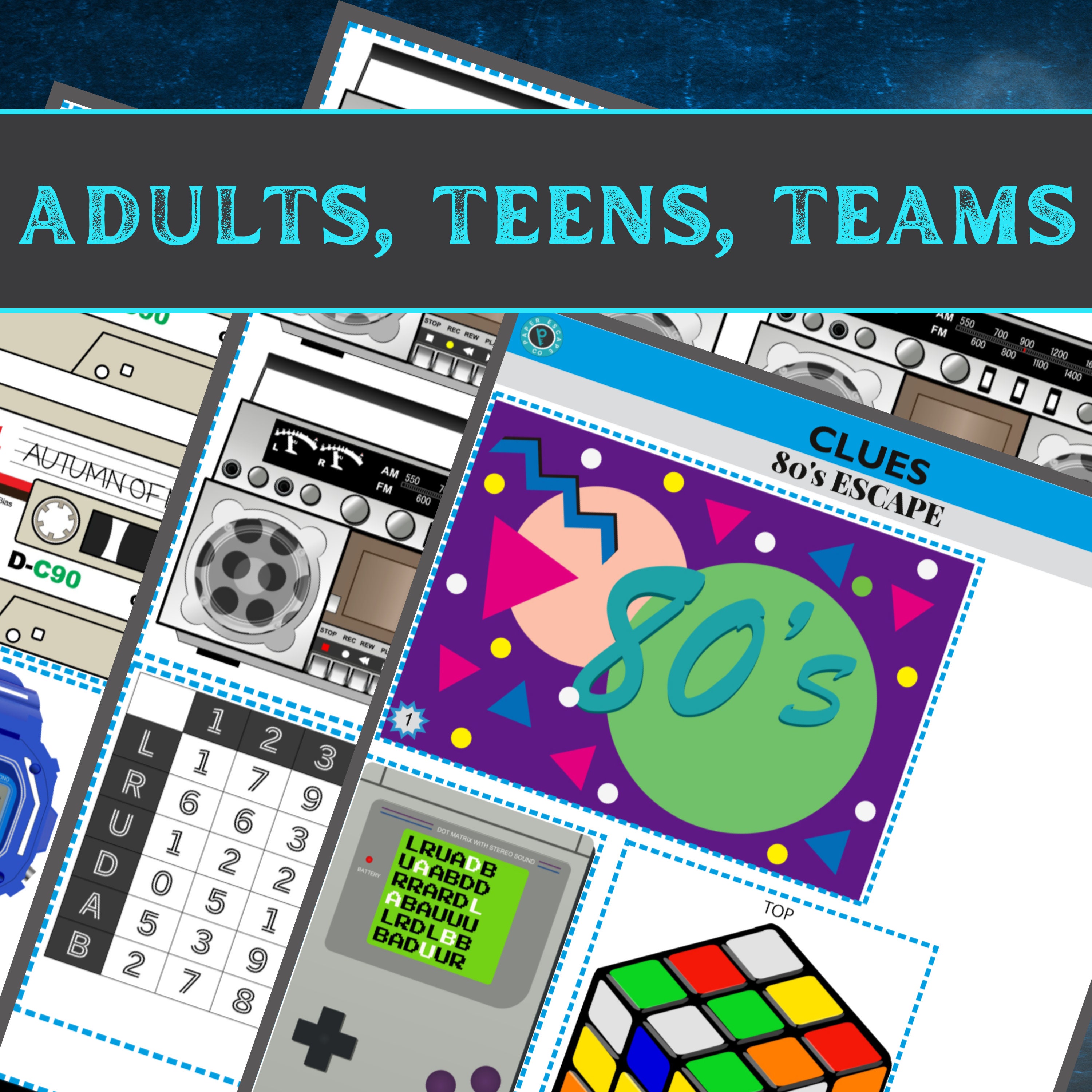 Escape Room Game Printable - 80's Escape - Office Teams, Adults, Teens ...