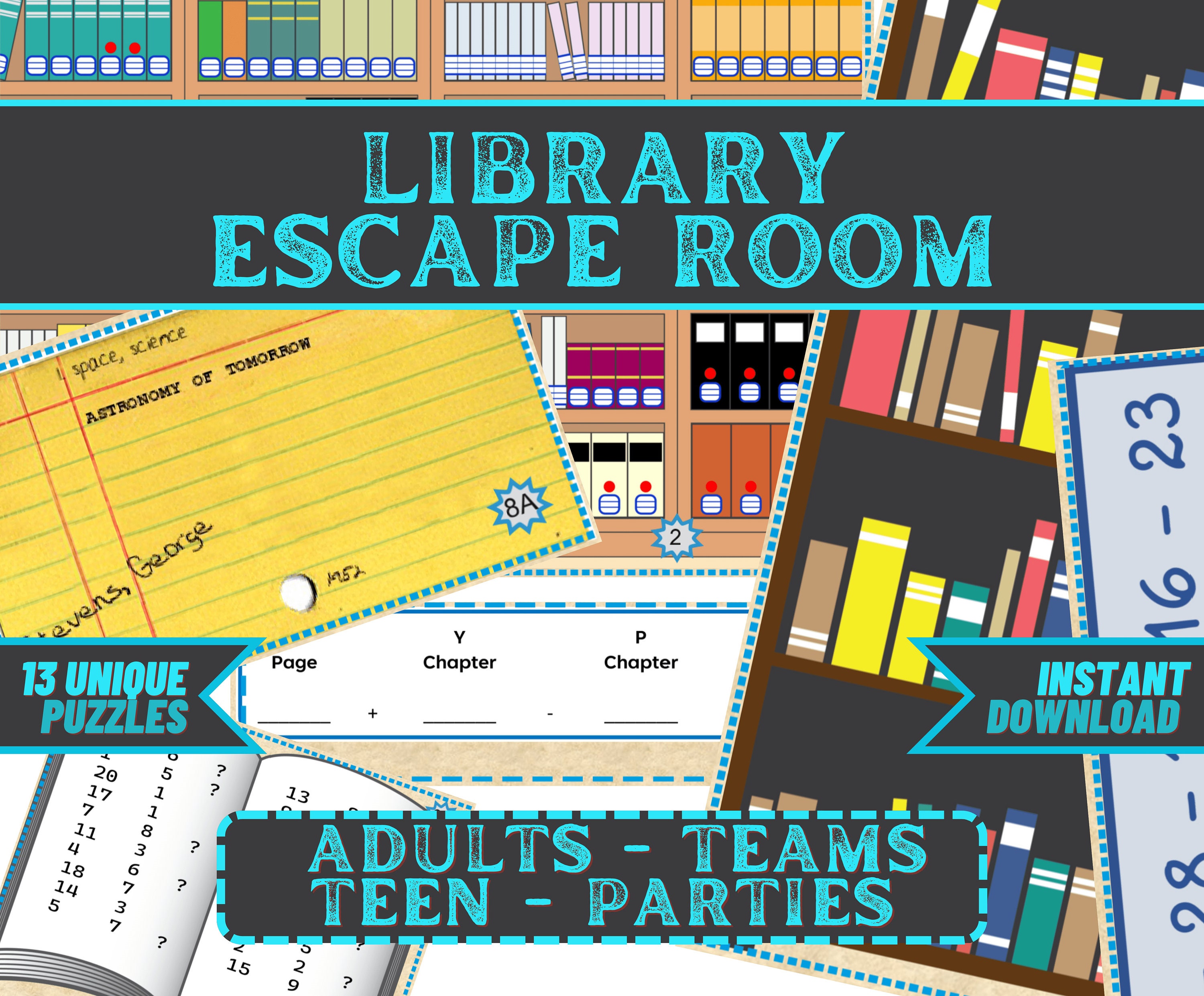 Escape Room Game Printable Library Escape Office Teams - Etsy UK