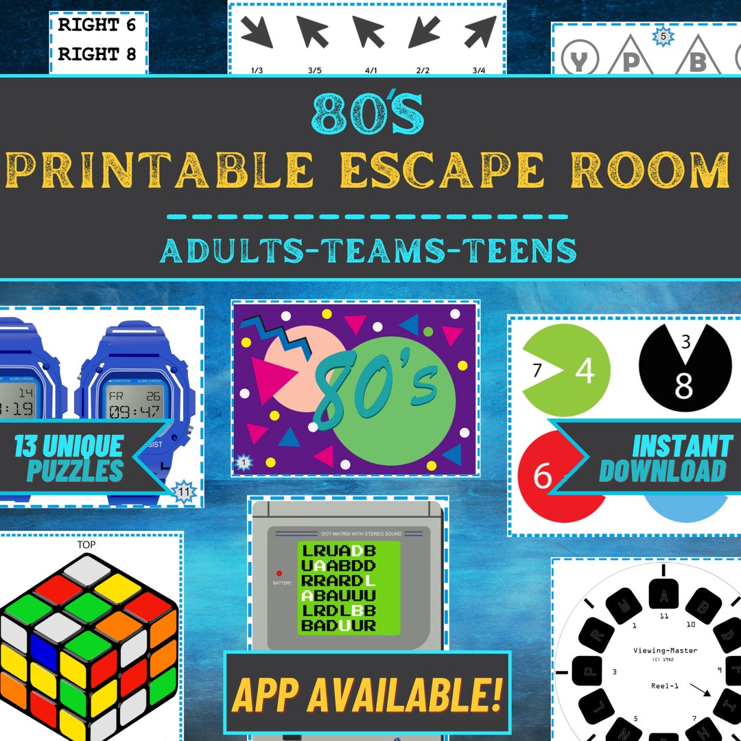 Escape Room Game Printable - 80's Escape - Office Teams, Adults, Teens ...