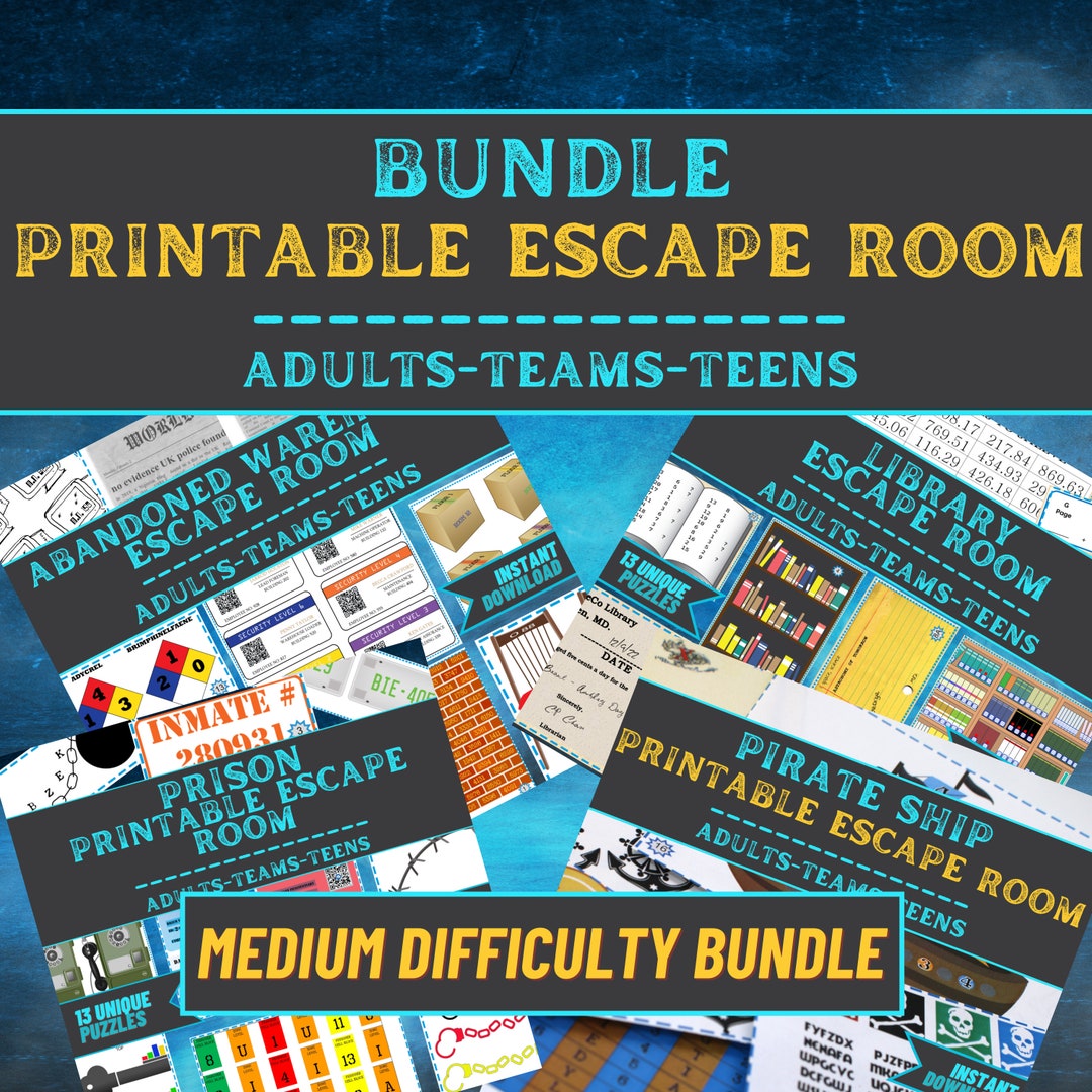 Escape Room Game Printable - Medium Bundle - Office Teams, Adults ...