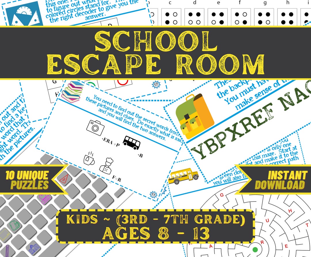 Kids Escape Room Game Printable School Escape DIY Party - Etsy