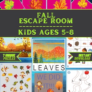 Kids Escape Room Game Printable Kit Fall Autumn Escape DIY Party Game ...