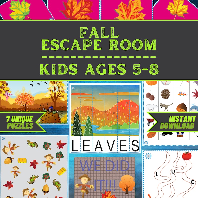 Kids Escape Room Game Printable Kit - Fall Autumn Escape - DIY Party ...