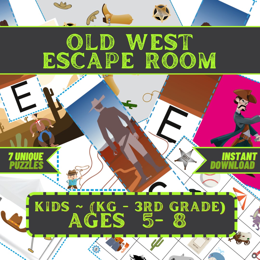 Kids Escape Room Game Printable Kit - Old West Escape - DIY Party Game ...