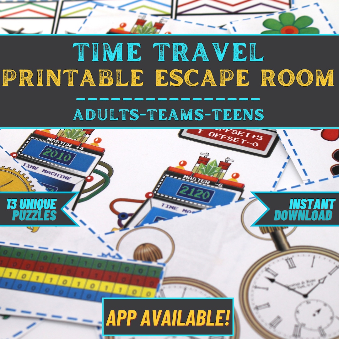 Escape Room Game Printable - Time Travel Escape - Office Teams, Adults ...