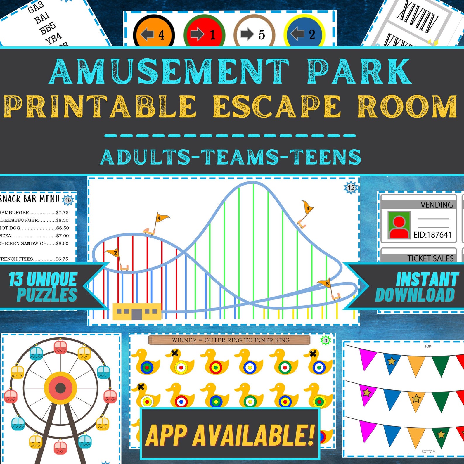 Escape Room Game Printable - Amusement Park - Office Teams, Adults ...