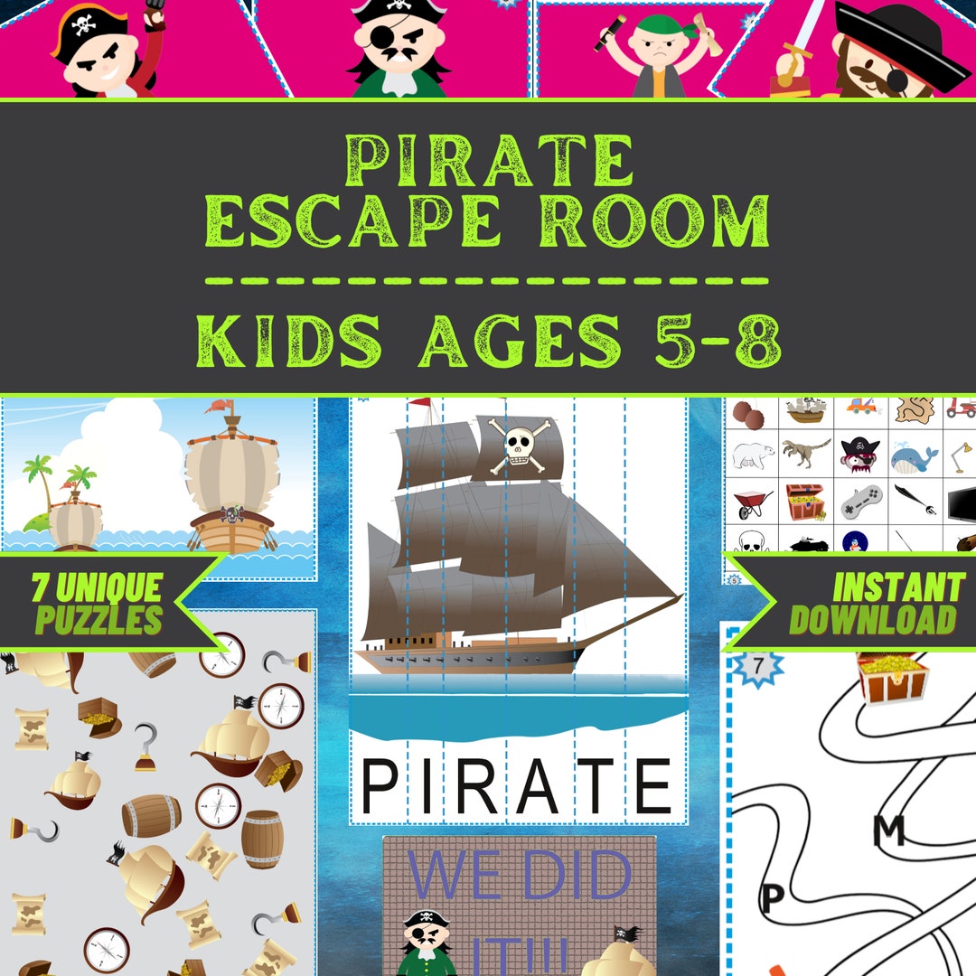 Kids Escape Room Game Printable Kit - Pirate Escape - DIY Party Game ...