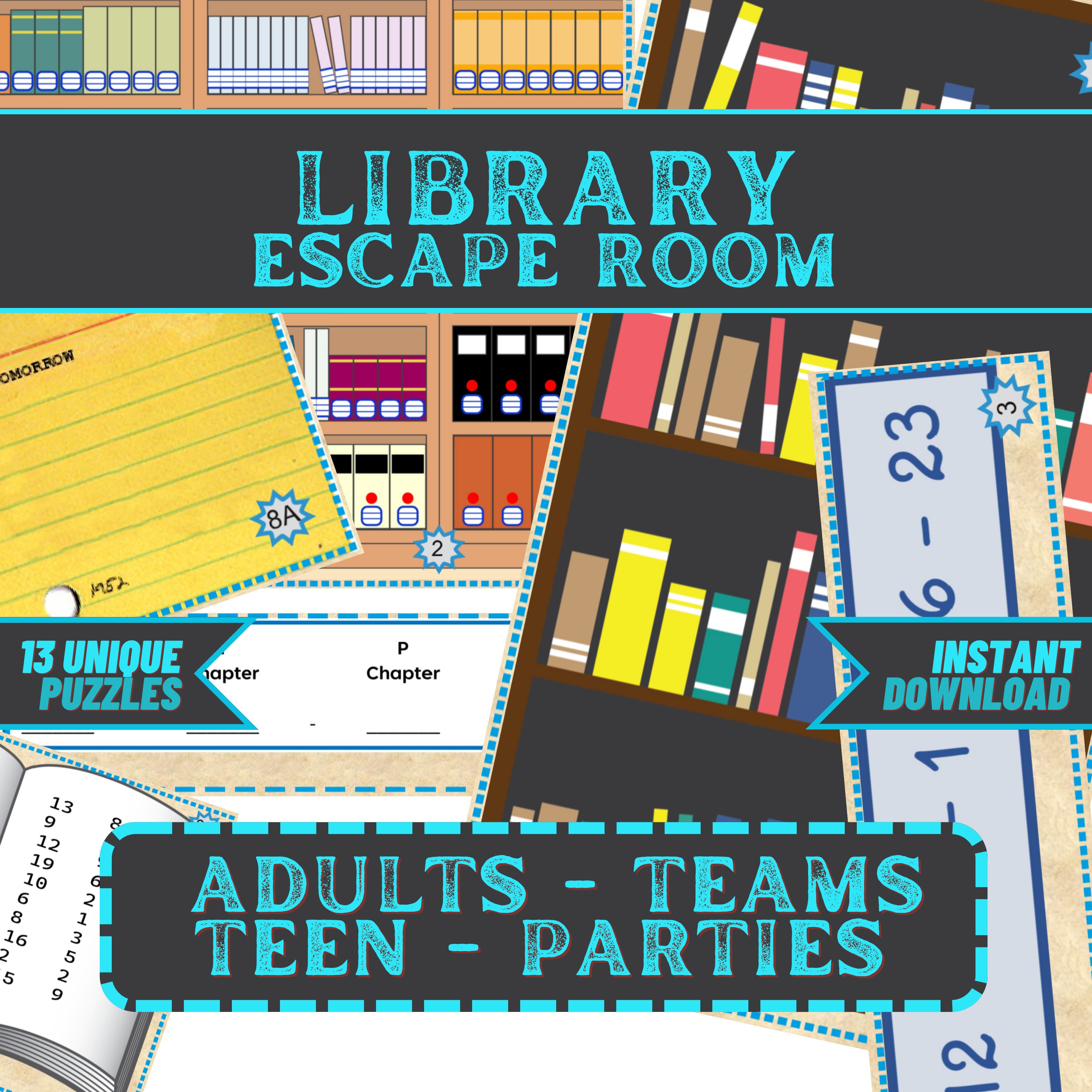 Escape Room Game Printable Library Escape Office Teams - Etsy UK