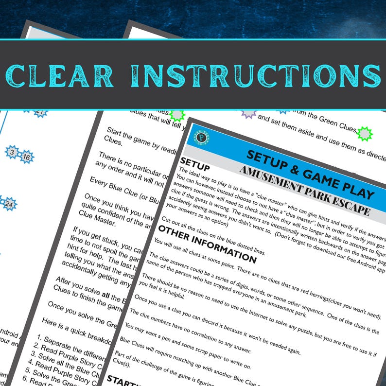 Escape Room Game Printable - Amusement Park - Office Teams, Adults ...