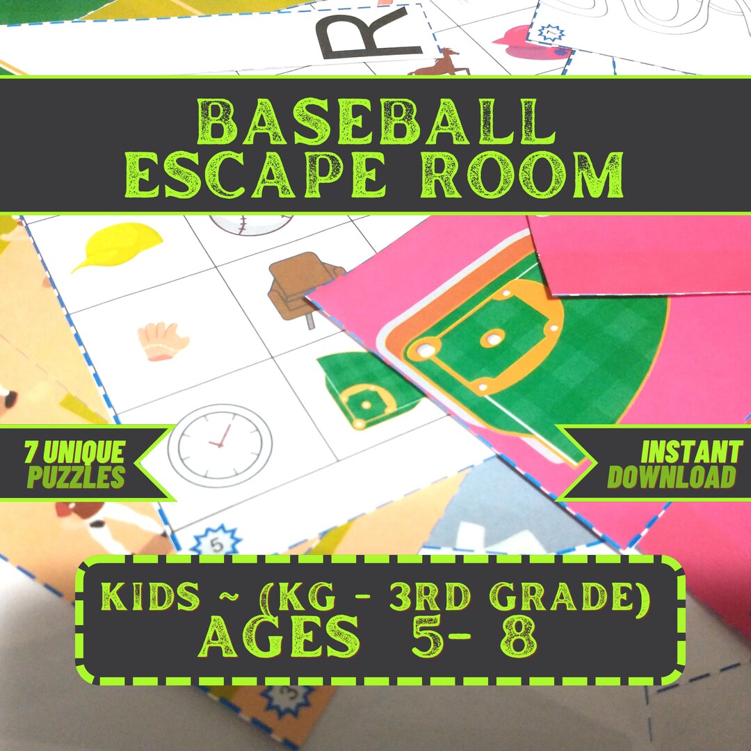 Kids Escape Room Game Printable Kit - Baseball Escape - DIY Party Game ...