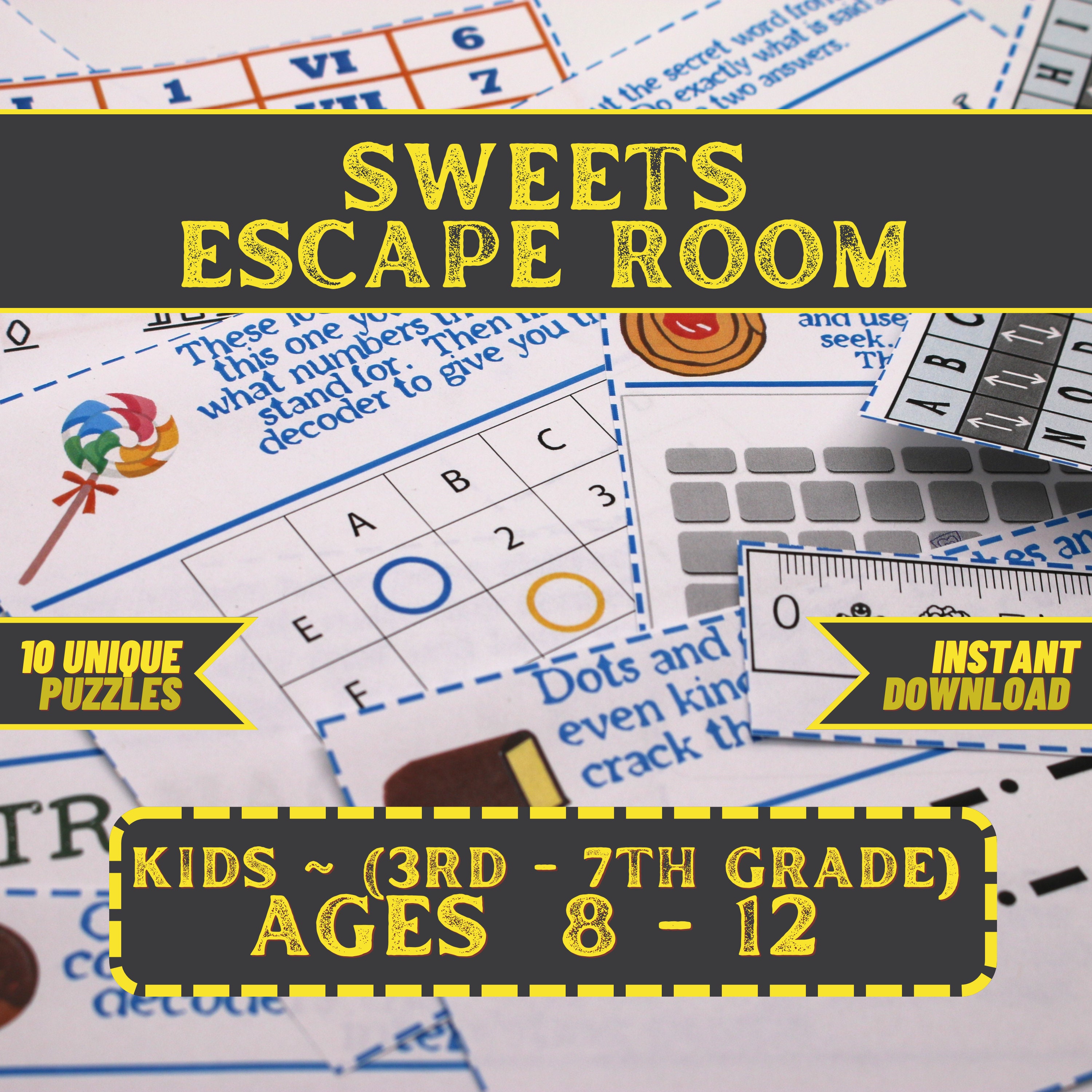 Kids Escape Room Game Printable Sweet Escape DIY Party Game for Ages 8 ...