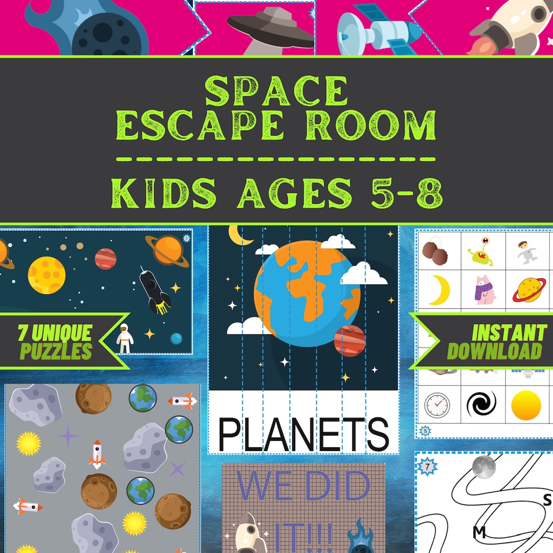 Kids Escape Room Game Printable Kit - Space Escape - DIY Party Game for ...