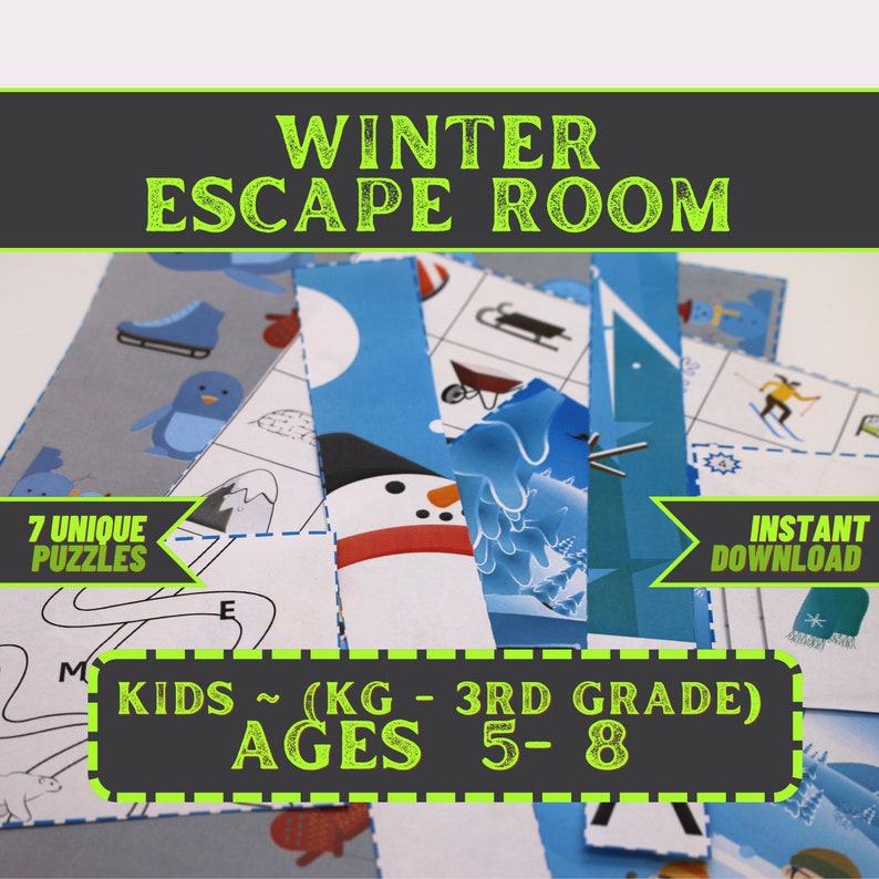 Kids Escape Room Game Printable Kit - Winter Escape - DIY Party Game ...