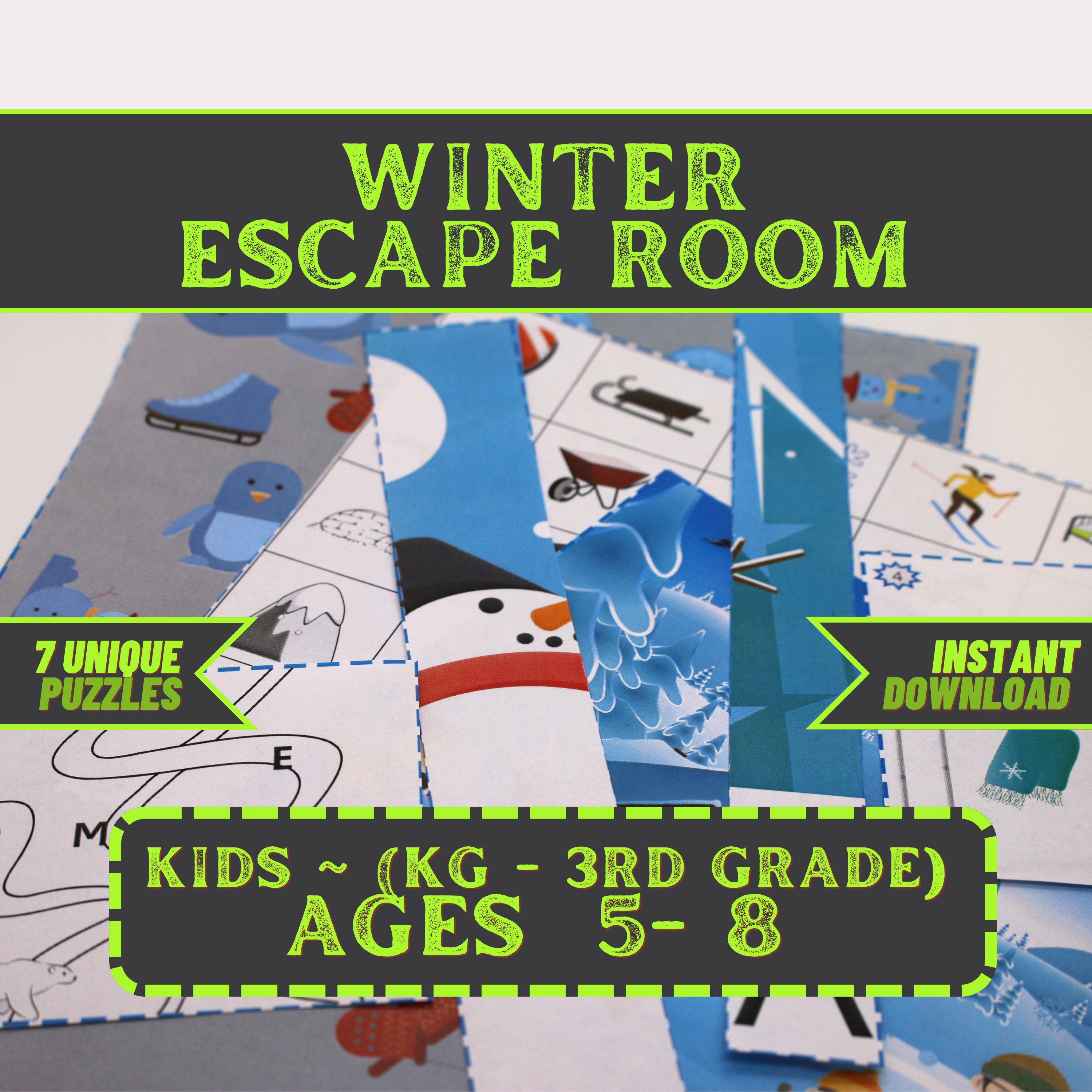 Kids Escape Room Game Printable Kit - Winter Escape - DIY Party Game ...