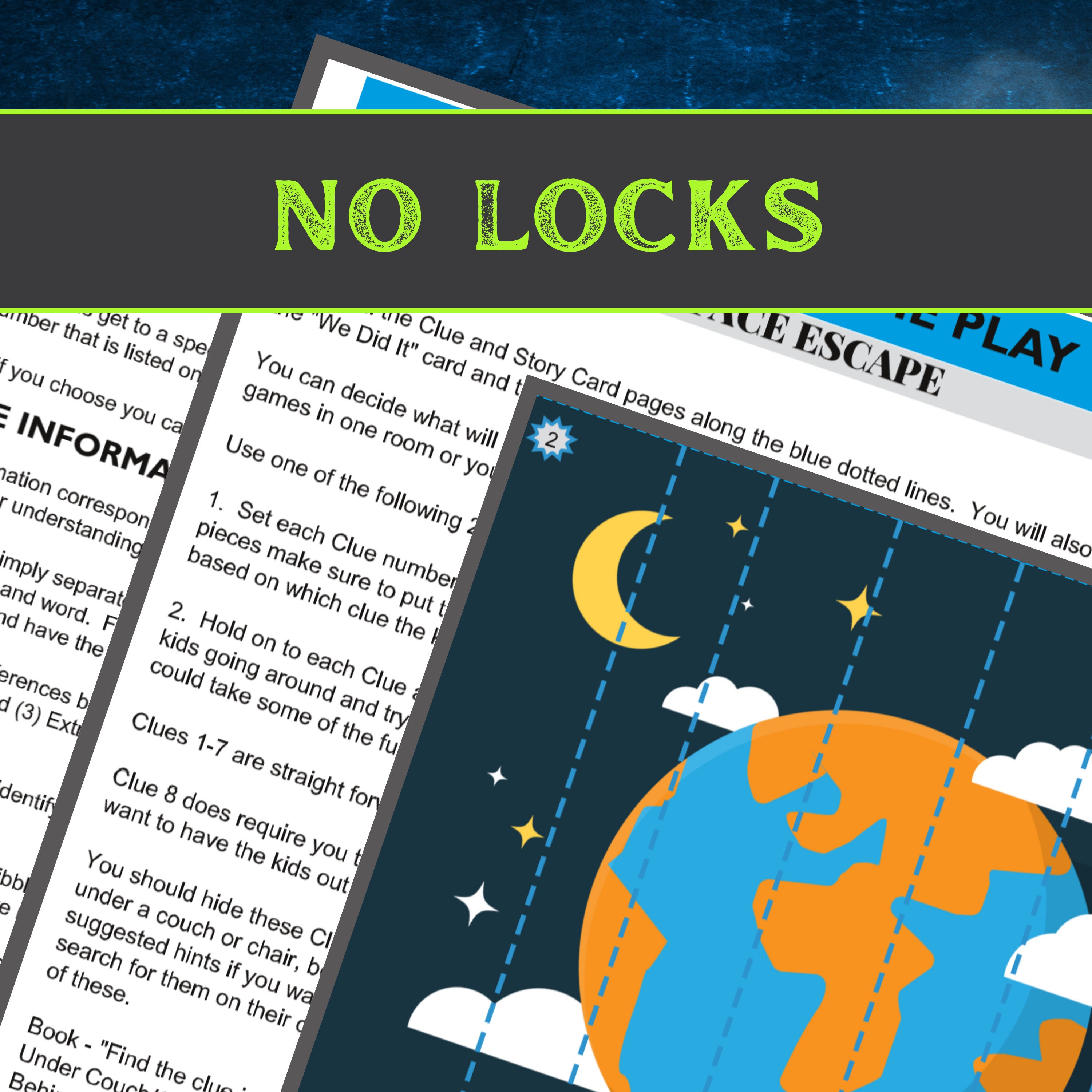 Kids Escape Room Game Printable Kit - Space Escape - DIY Party Game for ...