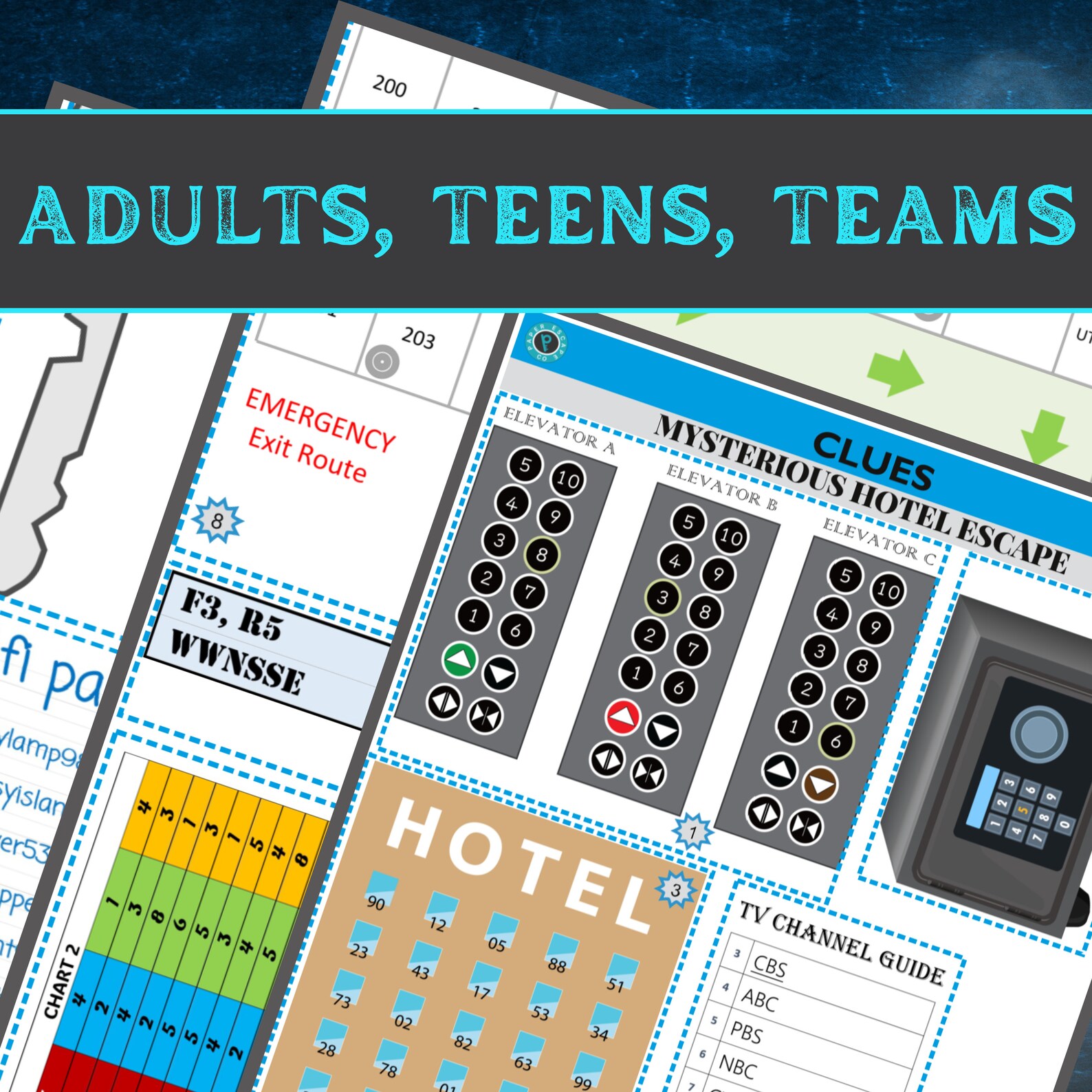 Escape Room Game Printable - Hotel Escape - Office Teams, Adults, Teens ...
