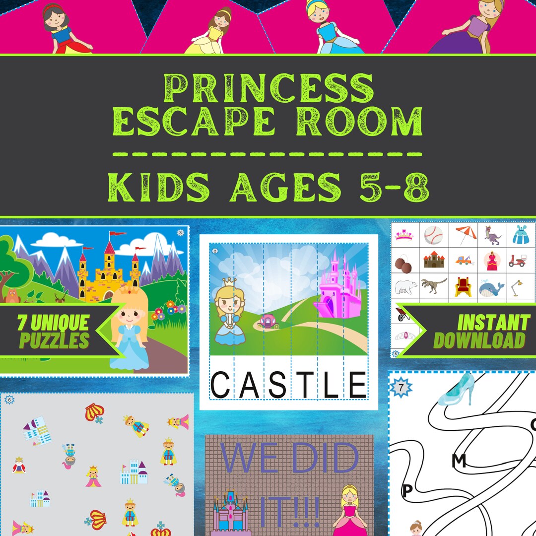 Kids Escape Room Game Printable Kit - Princess Escape - DIY Party Game ...