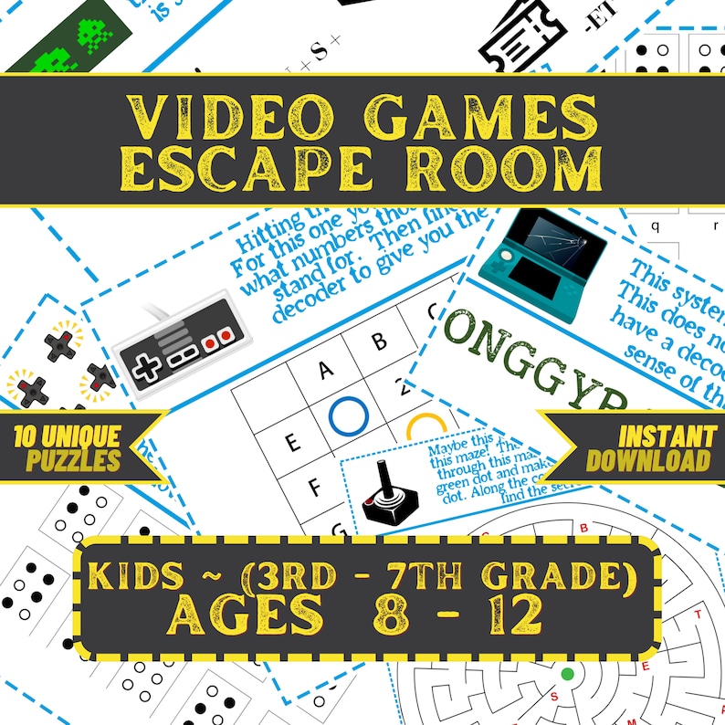 Kids Escape Room Game Printable - Video Game - DIY Party Game for Ages ...