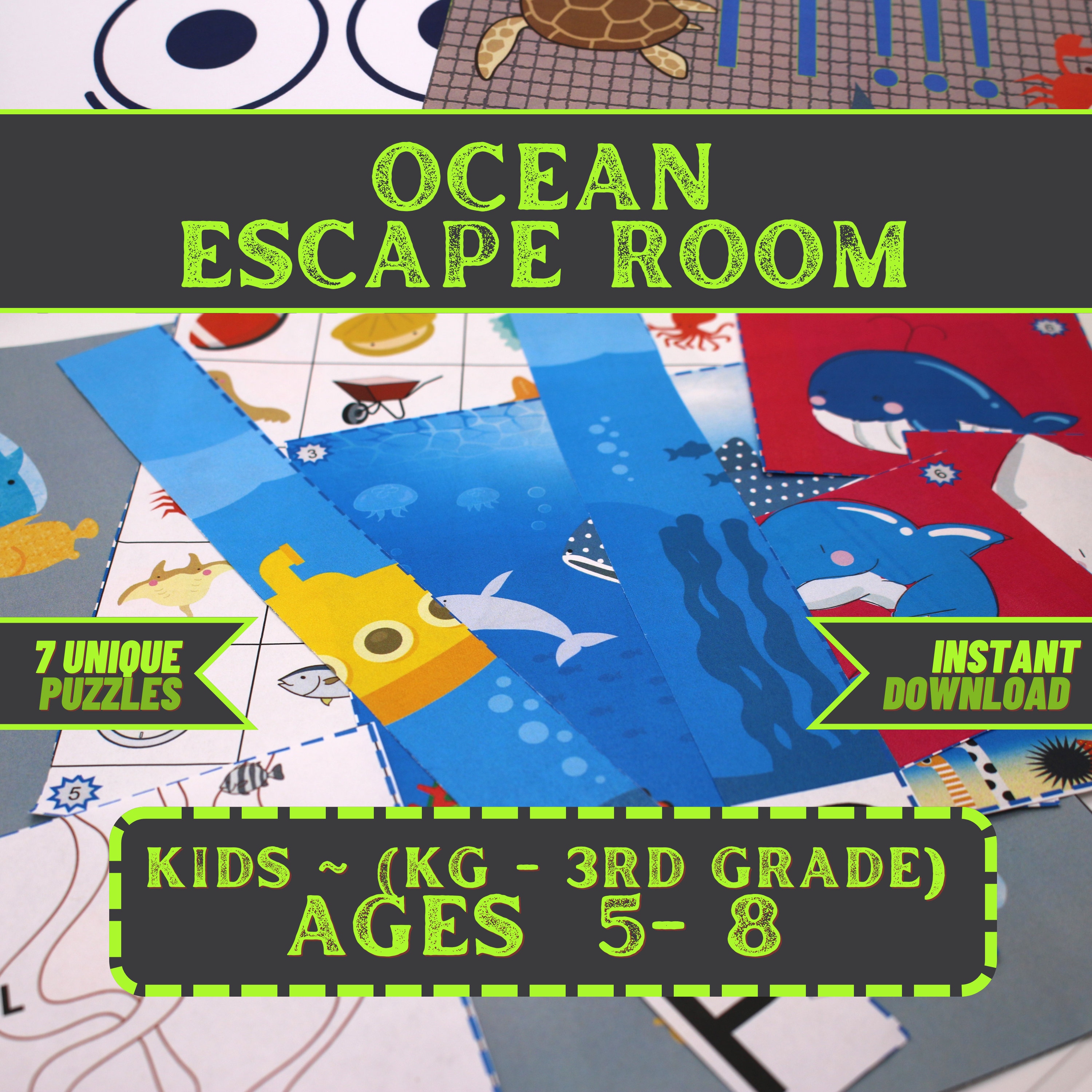 Kids Escape Room Game Printable Kit Ocean Escape DIY Party Game for ...