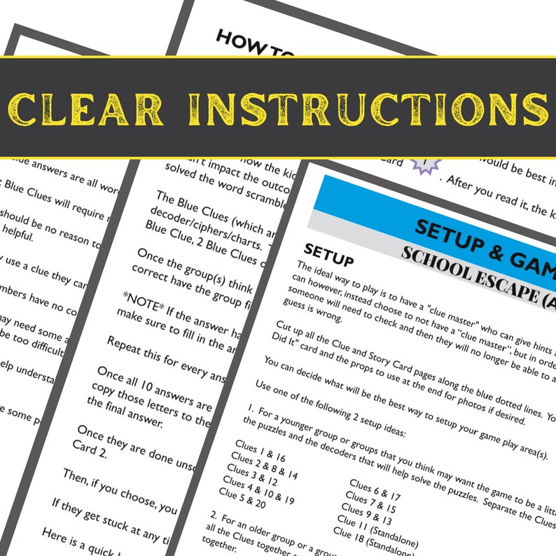 Kids Escape Room Game Printable - School Escape - DIY Party Game for ...