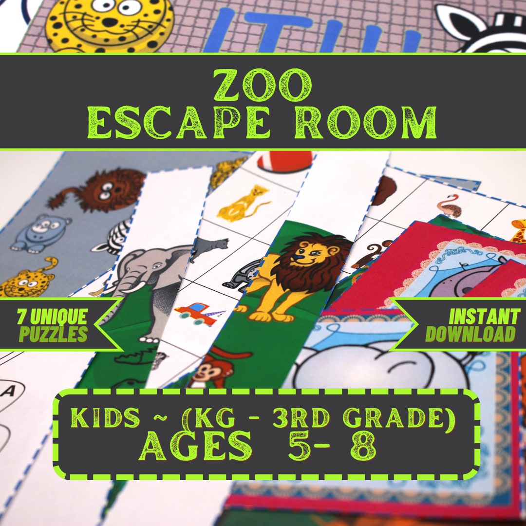 Kids Escape Room Game Printable Kit - Zoo Animal Escape - DIY Party ...